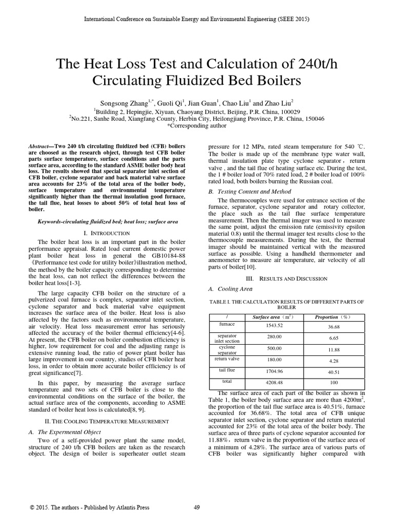 Heat Loss Calculation in Fluidised Bed | PDF | Boiler | Heat Transfer