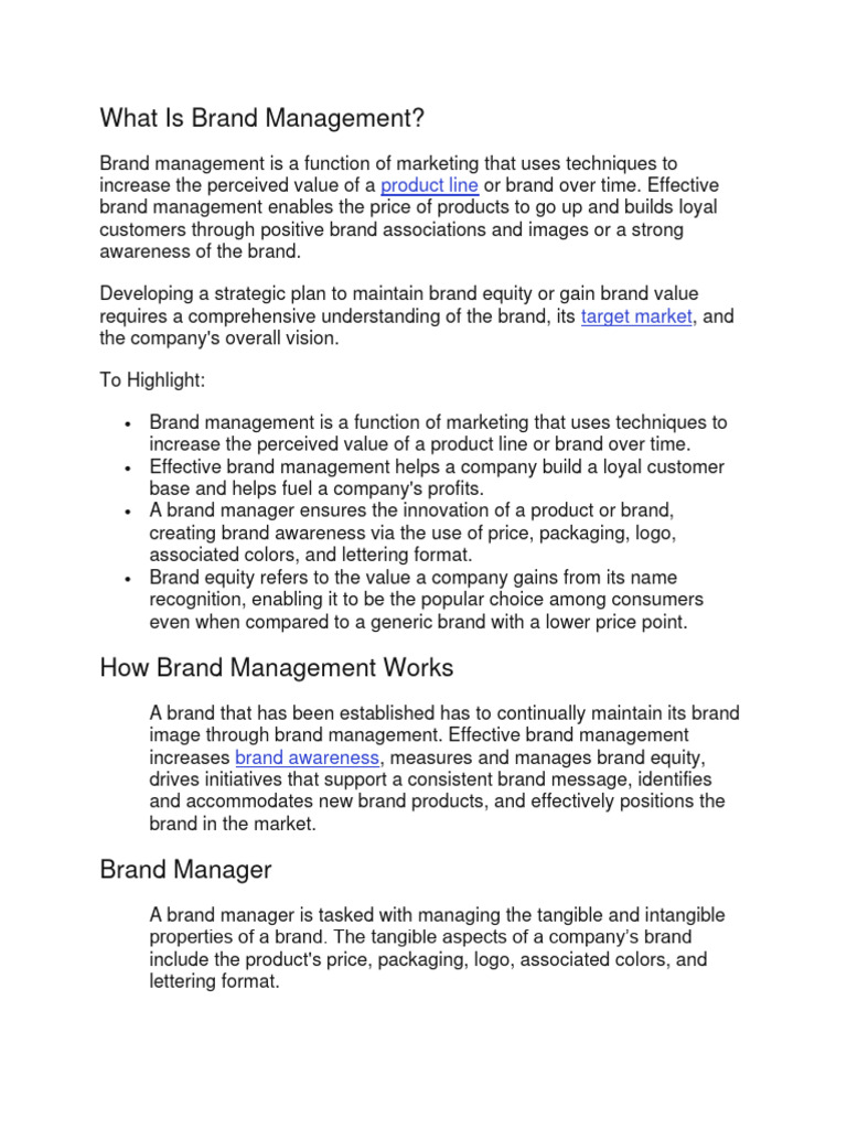 What is Brand Management | PDF | Brand | Brand Management