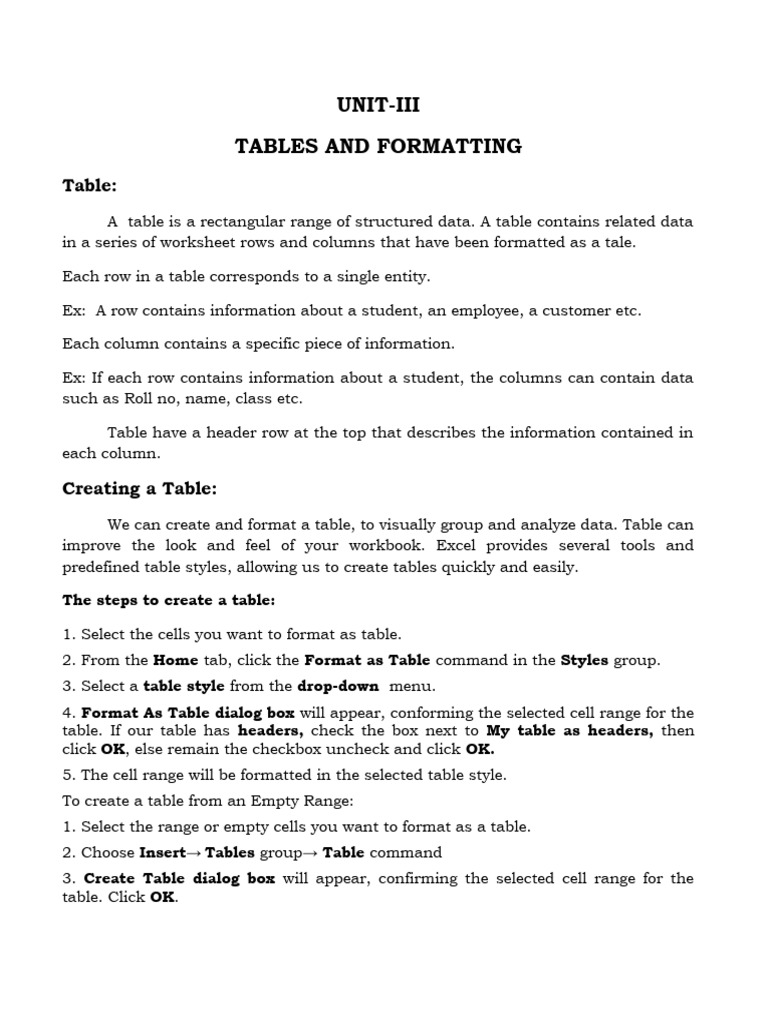 Excel Unit III | PDF | Computer Keyboard | Microsoft Excel Excel Unit III | PDF | Computer Keyboard | Microsoft Excel
