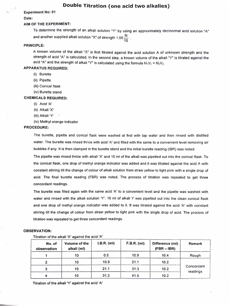 Chemistry Practical Record | PDF