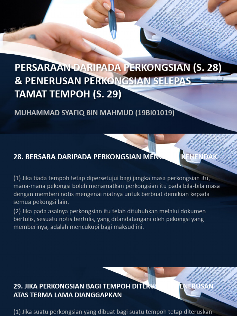 Persaraan Daripada Perkongisan & Penerusan Perkongsian Selepas Tamat ...