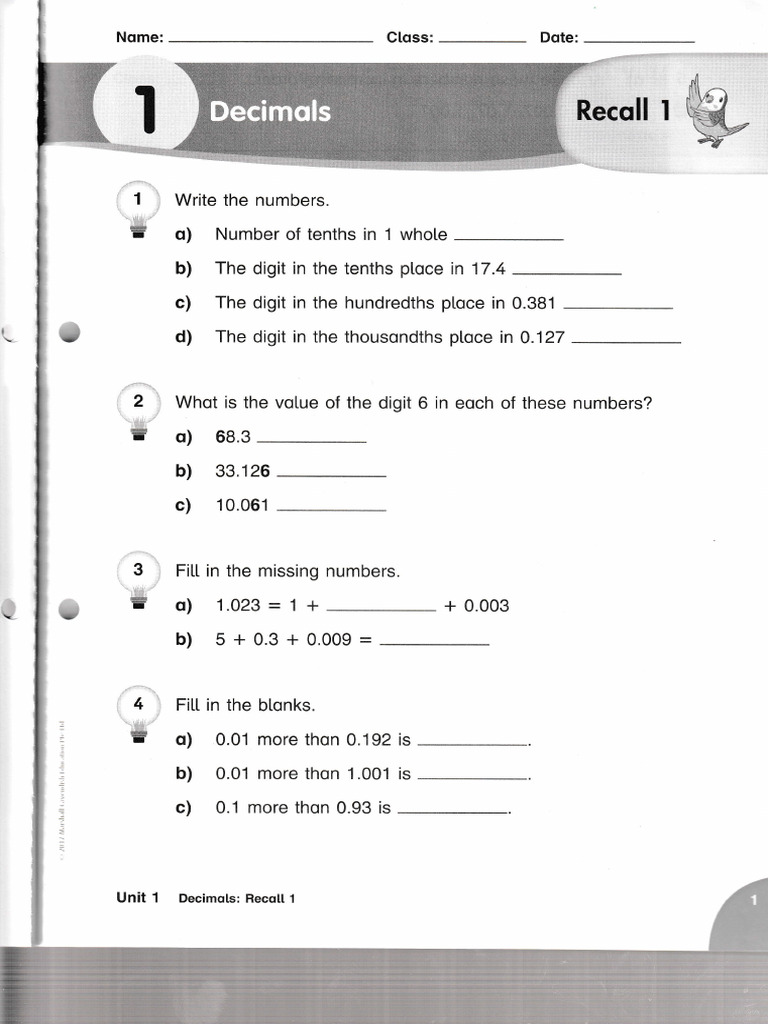 Chapter 1 - Decimals | PDF | Decimal | Numbers