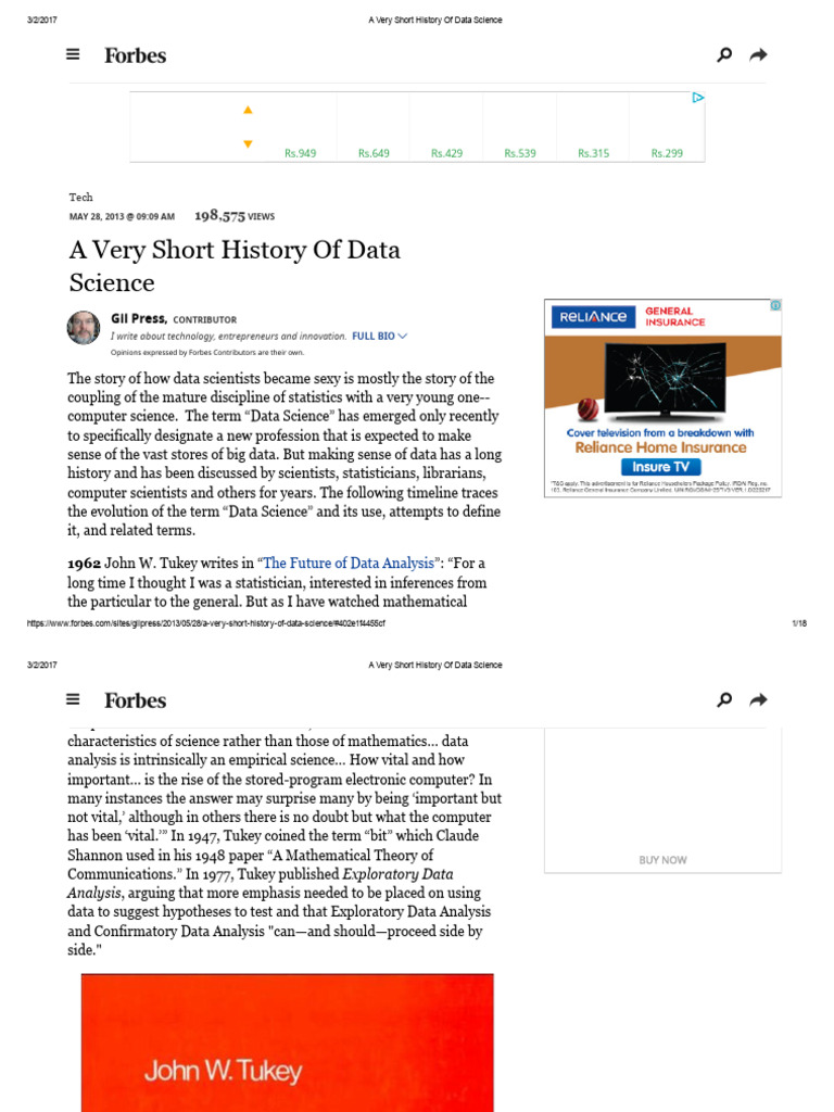 A Very Short History of Data Science | PDF | Data Mining | Data Science
