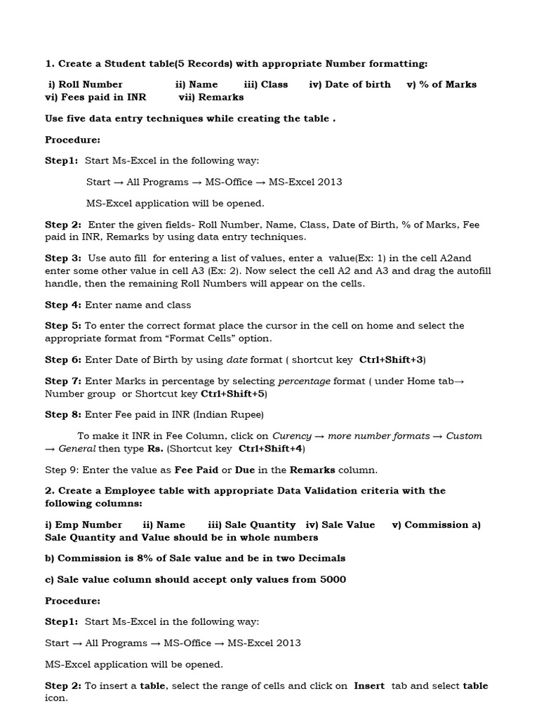 Excel Data Entry and Chart Creation Guide | PDF | Microsoft Excel | Net Income