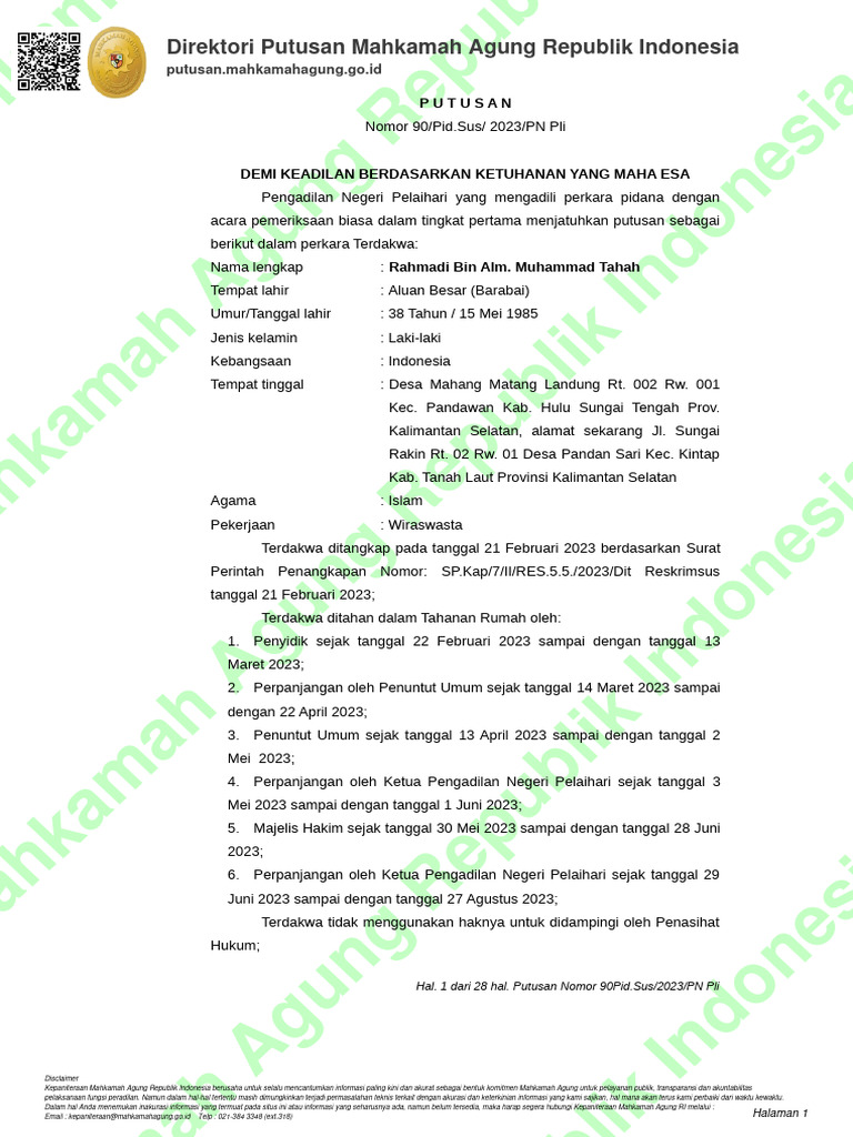 Putusan 90 Pid - Sus 2023 PN Pli 20240215114625 | PDF