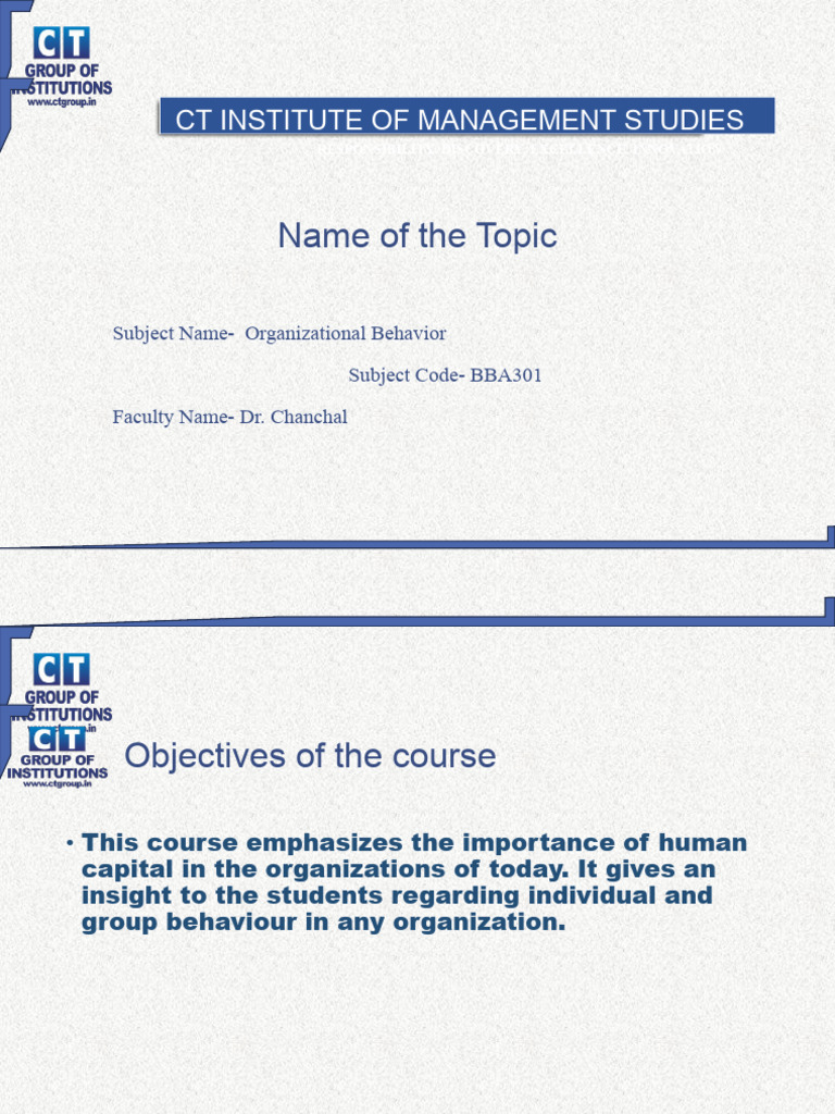 Ob Unit1 Ppt | PDF | Perception | Psychology