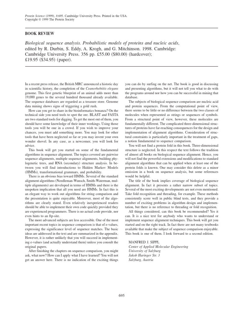 Biological Sequence Analysis Probabilist | PDF | Sequence Alignment ... Biological Sequence Analysis Probabilist | PDF | Sequence Alignment ...