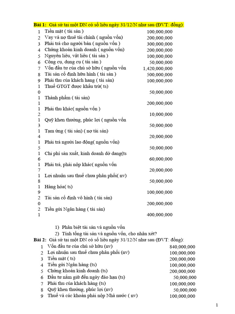 Bai Tap BS 2022 | PDF