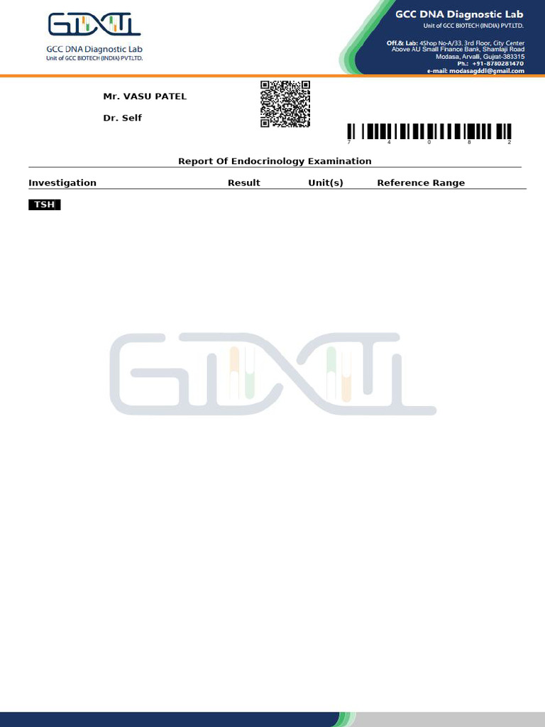 Endocrinology Report for Vasu Patel | PDF | Thyroid Stimulating Hormone | Endocrine System