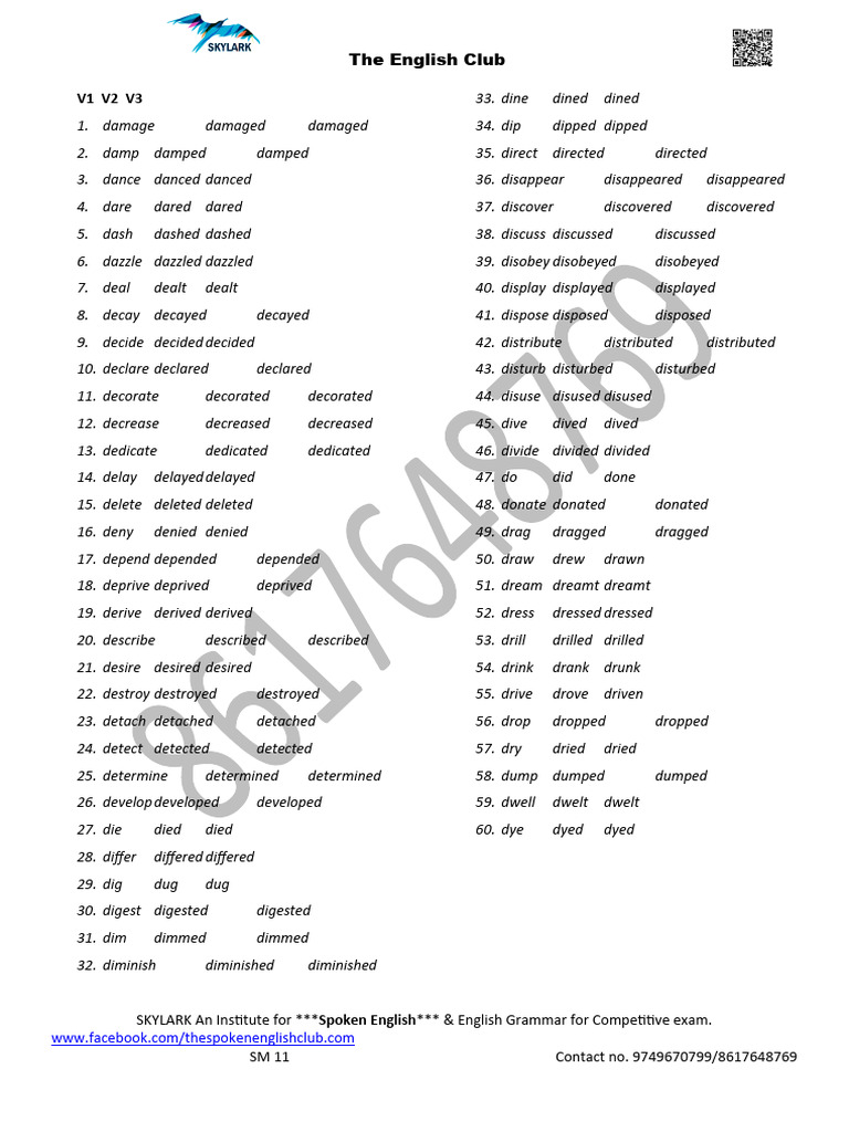 SM 11 Verb With Letter D | PDF | Linguistics