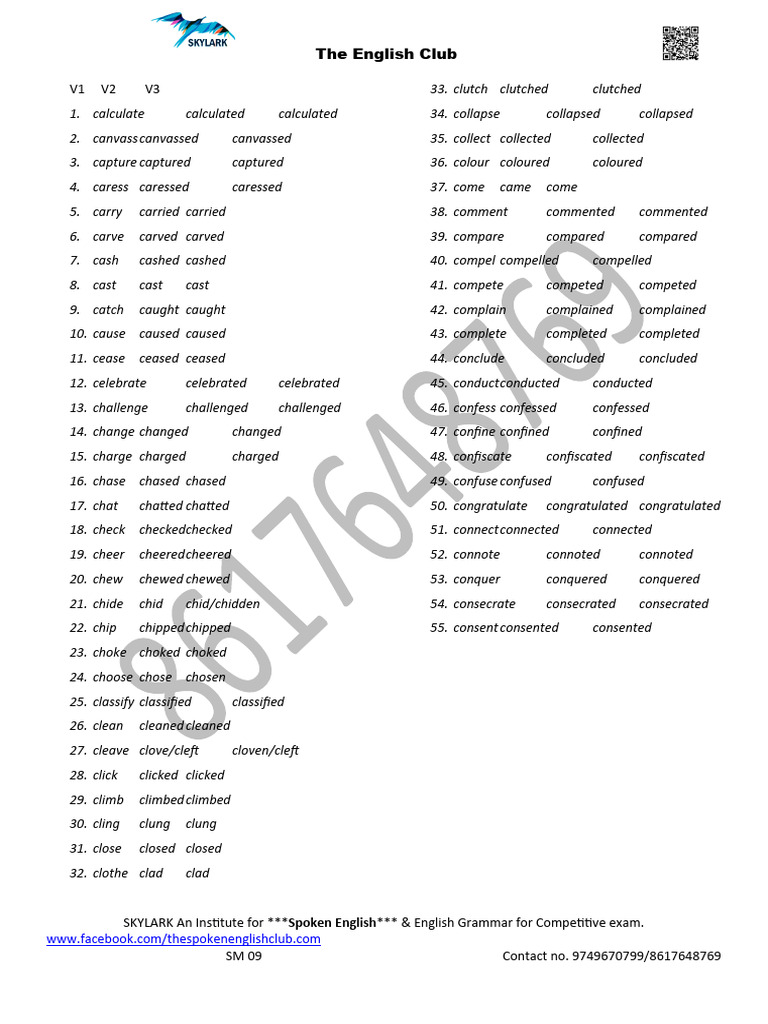 SM 09 Verb With Letter C | PDF