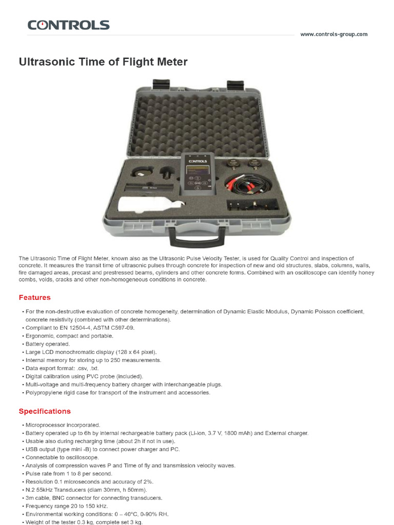 Ultrasonic Pulse Velocity Tester | PDF