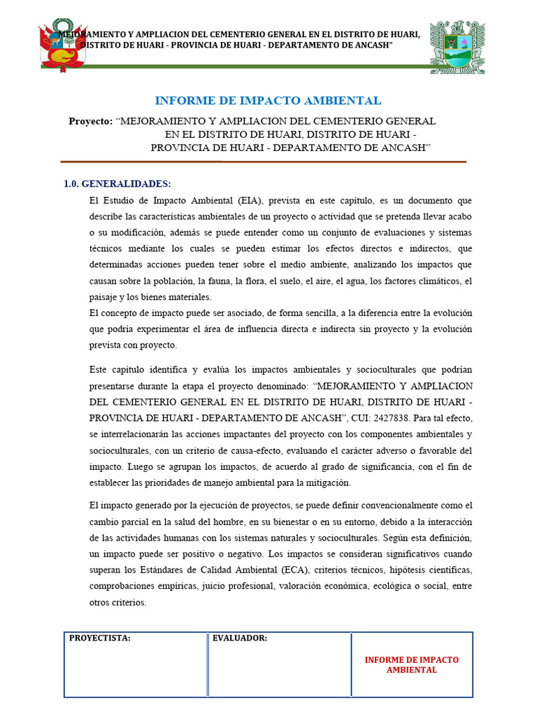 Informe de Impacto Ambiental 20230726 104908 062 | PDF | Evaluación de impacto ambiental ...
