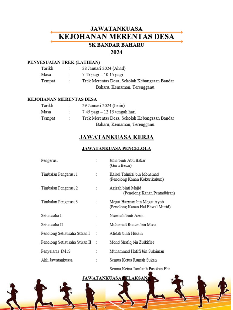 JK & Tentatif Kejohanan Merentas Desa Sebaru 2024 | PDF