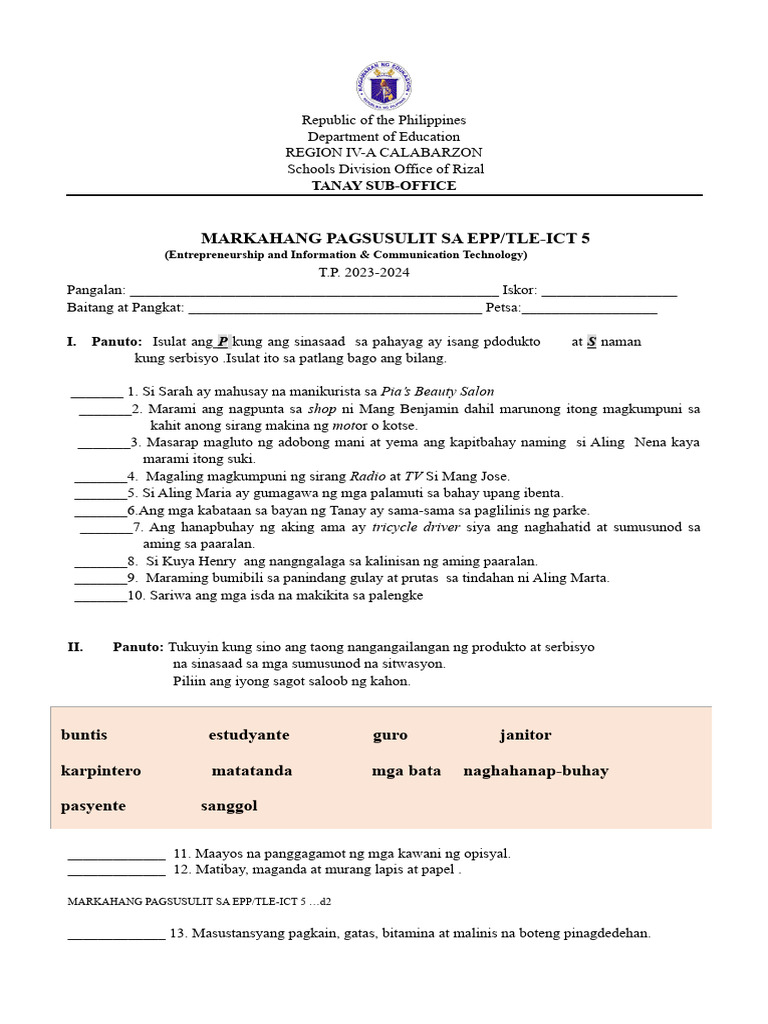 Ict 5 T.P 2023 2024 | PDF