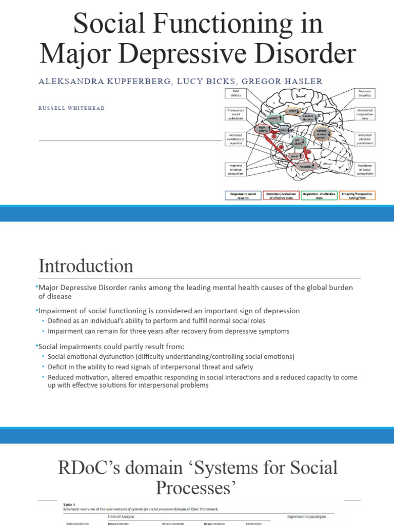 Social Functioning in Major Depression | PDF | Major Depressive ...