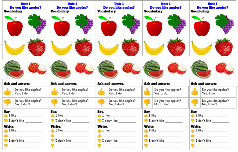 Do You Like Apples - Vocabulary - Oral | PDF | Language Arts ...