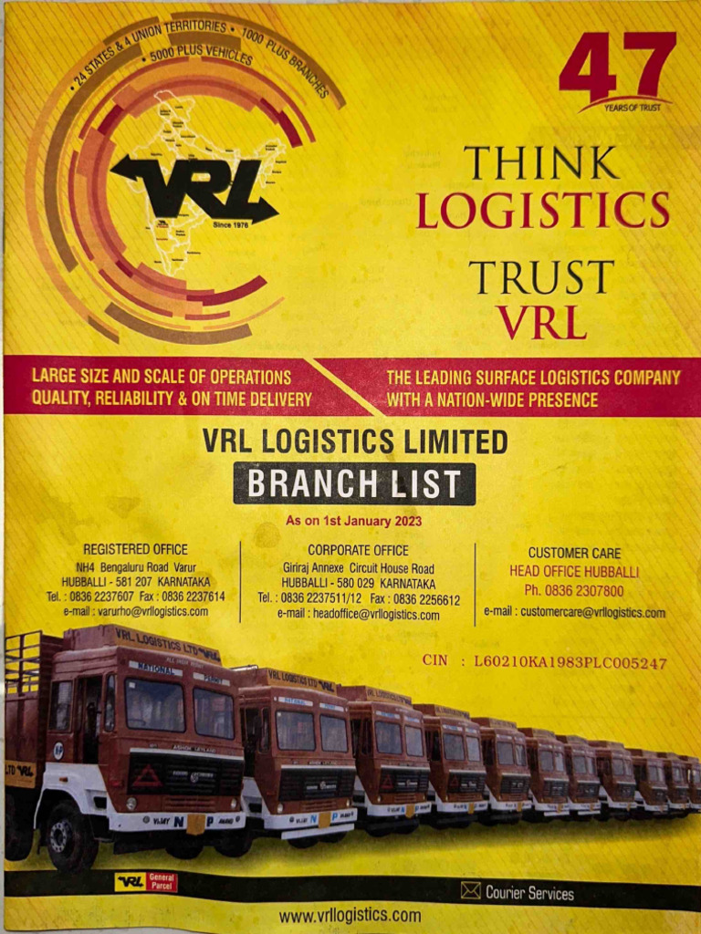 VRL Logistics Station List | PDF