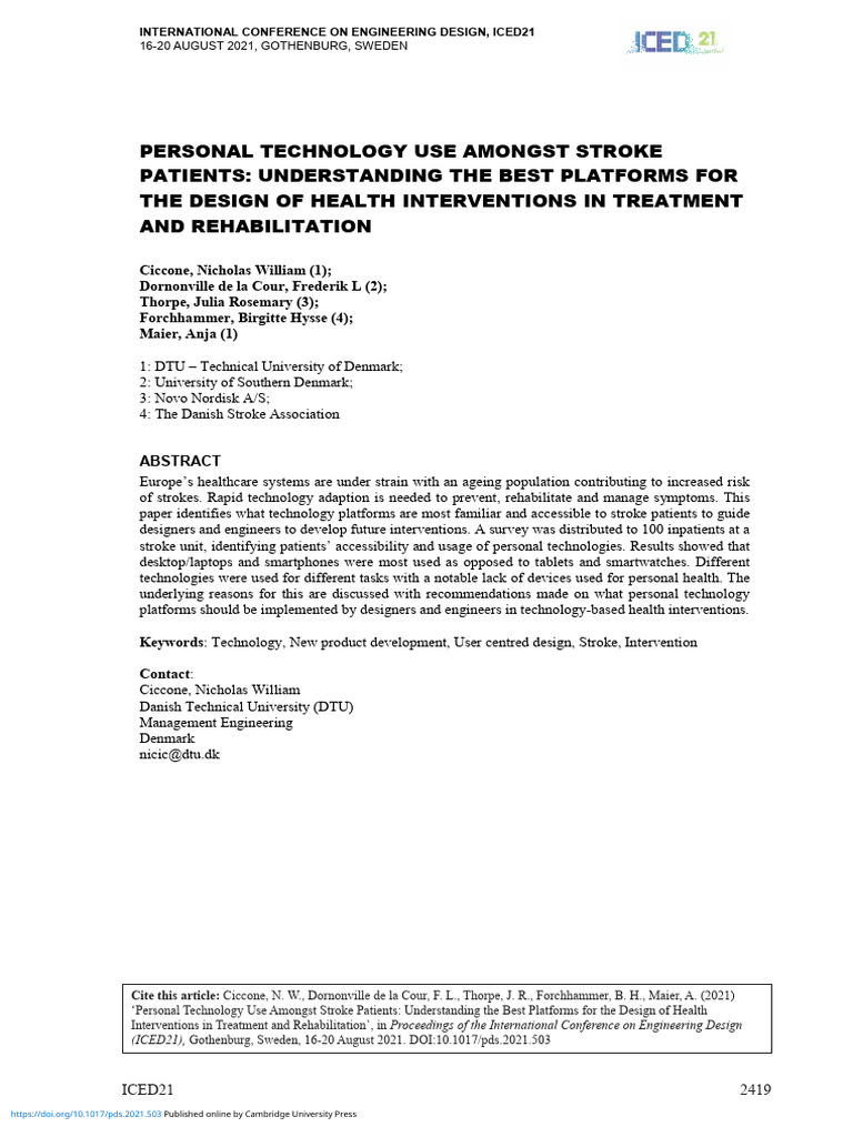 Personal Technology Use Amongst Stroke Patients Understanding The Best ... Personal Technology Use Amongst Stroke Patients Understanding The Best ...