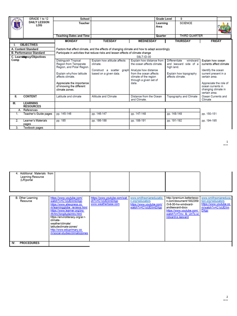 2ND Mod. Part 1 DLL 3RD QRTR | PDF | Equator | Tropics