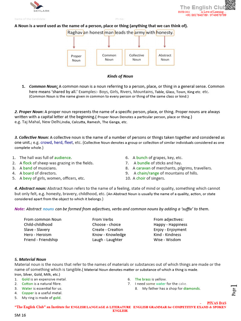 Noun Classification Explained | PDF | English Language | Noun
