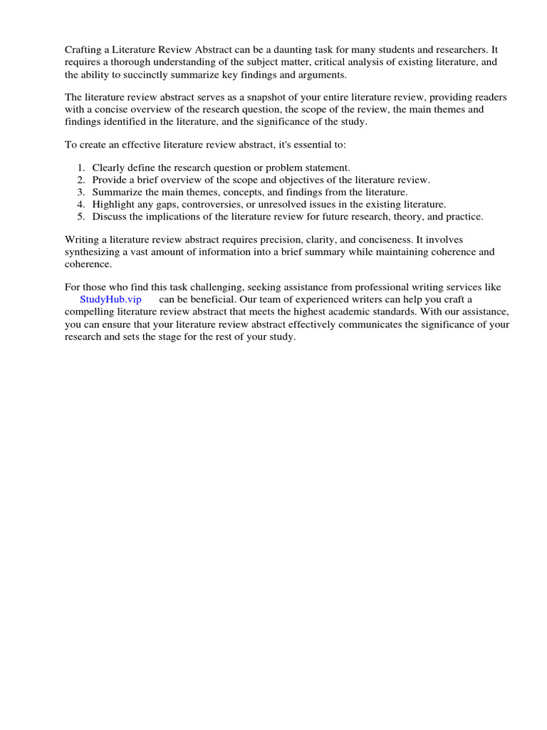 What To Include in A Literature Review Abstract | PDF | Abstract ... What To Include in A Literature Review Abstract | PDF | Abstract ...