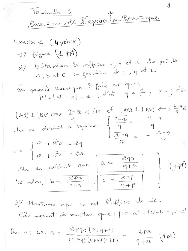Corrige Maths Terminales | PDF