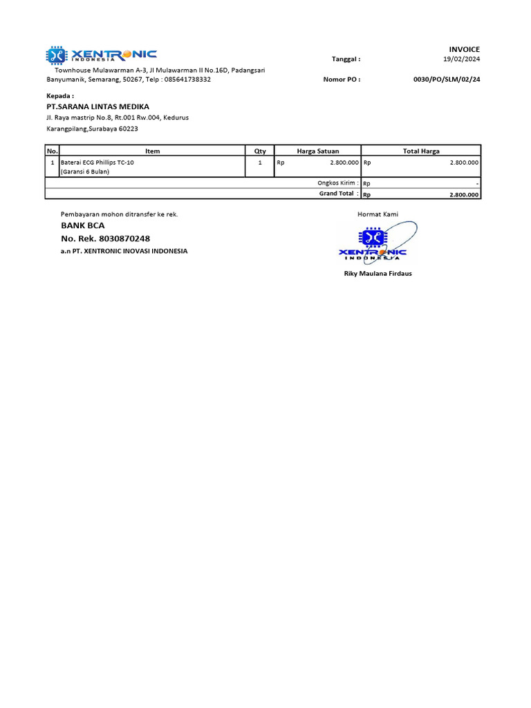 Invc Febuari PT Sarana Lintas Medika | PDF