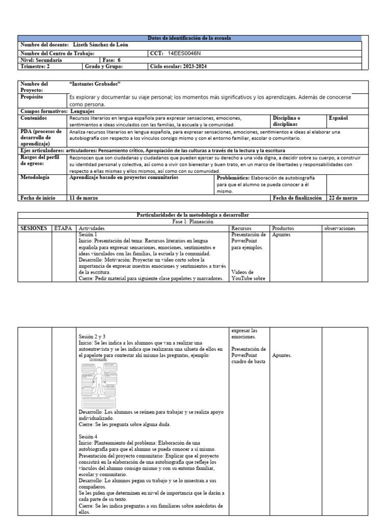 Planeación de Marzo Segundo 2023-2024 | PDF | Evaluación | Gramática