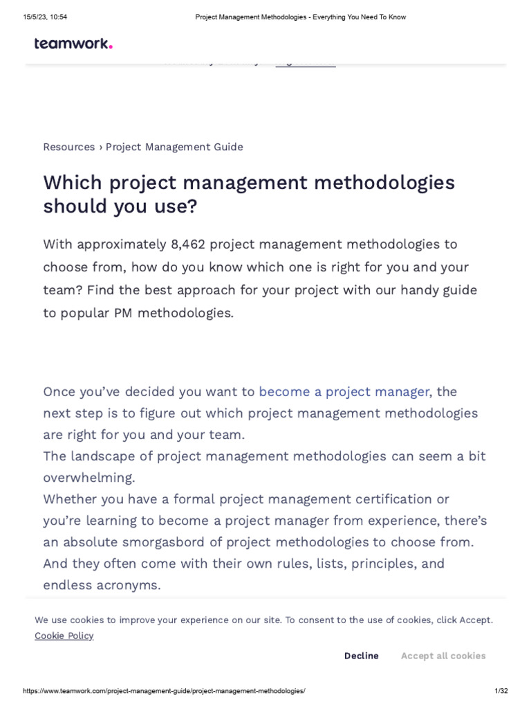 Project Management Methodologies - Everything You Need To Know | PDF ...
