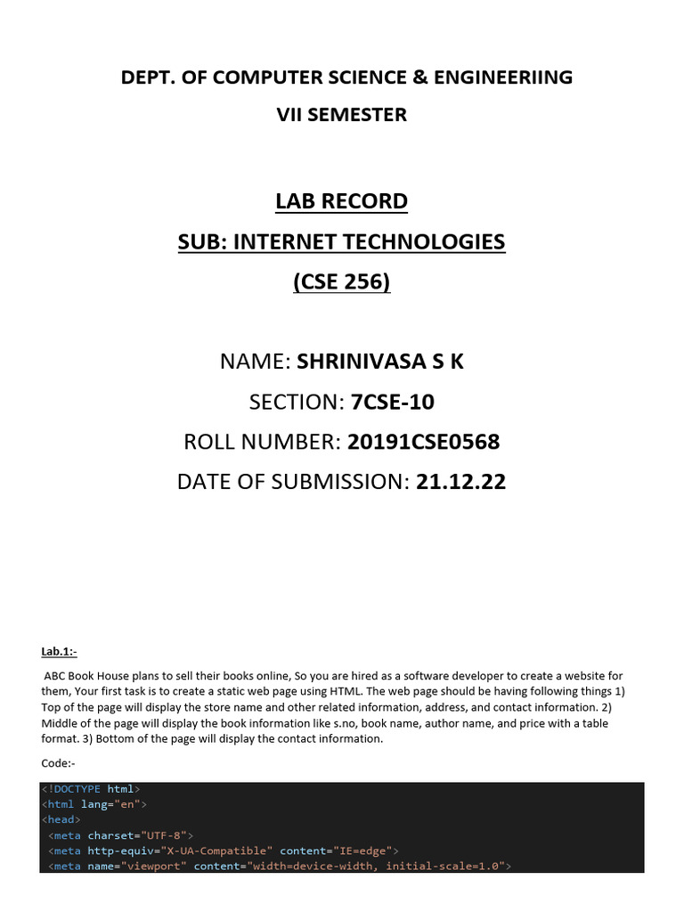 20191CSE0568(IOT Record) | PDF | World Wide Web | Internet & Web