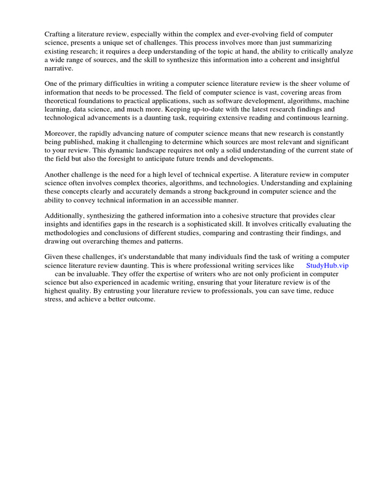 Computer Science Literature Review Sample | Download Free PDF ... Computer Science Literature Review Sample | Download Free PDF ...