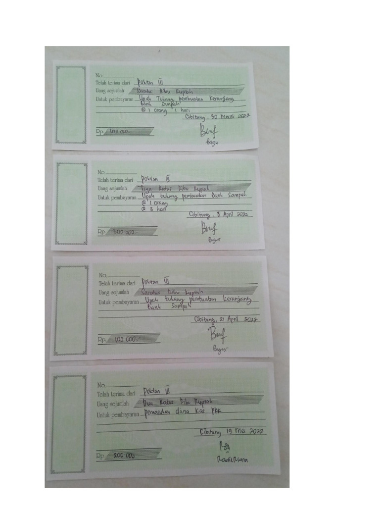 Nota Pengeluaran Bank Sampah | PDF