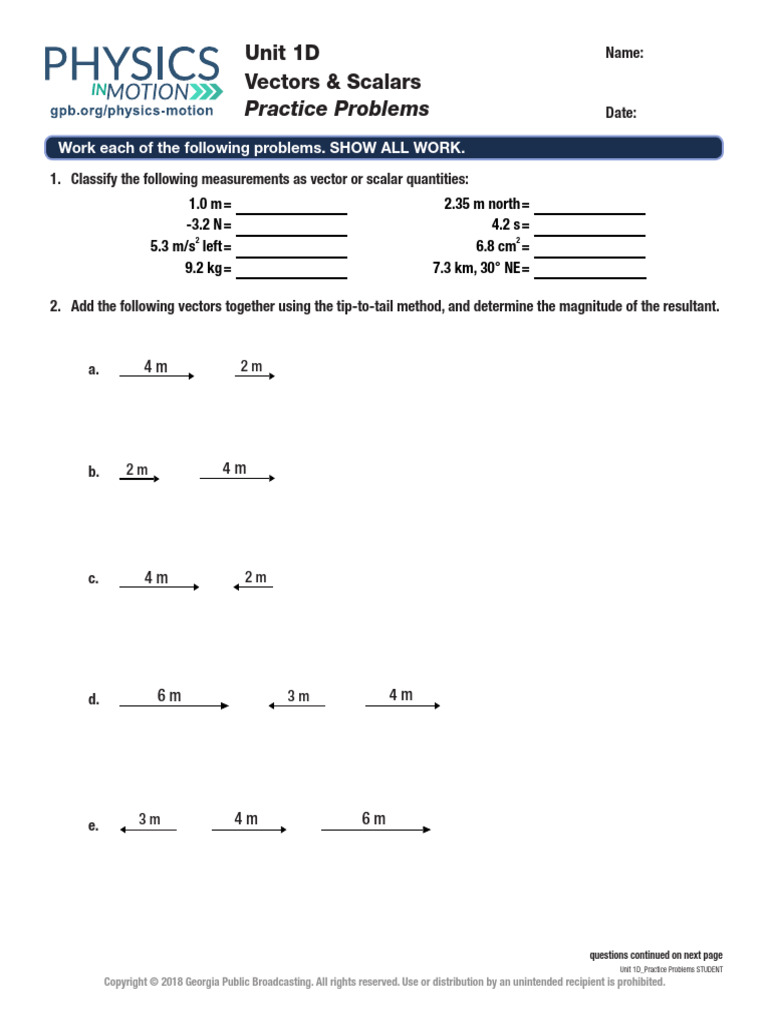 Unit 1D Practice Problems | PDF | Euclidean Vector | Physics Unit 1D Practice Problems | PDF | Euclidean Vector | Physics