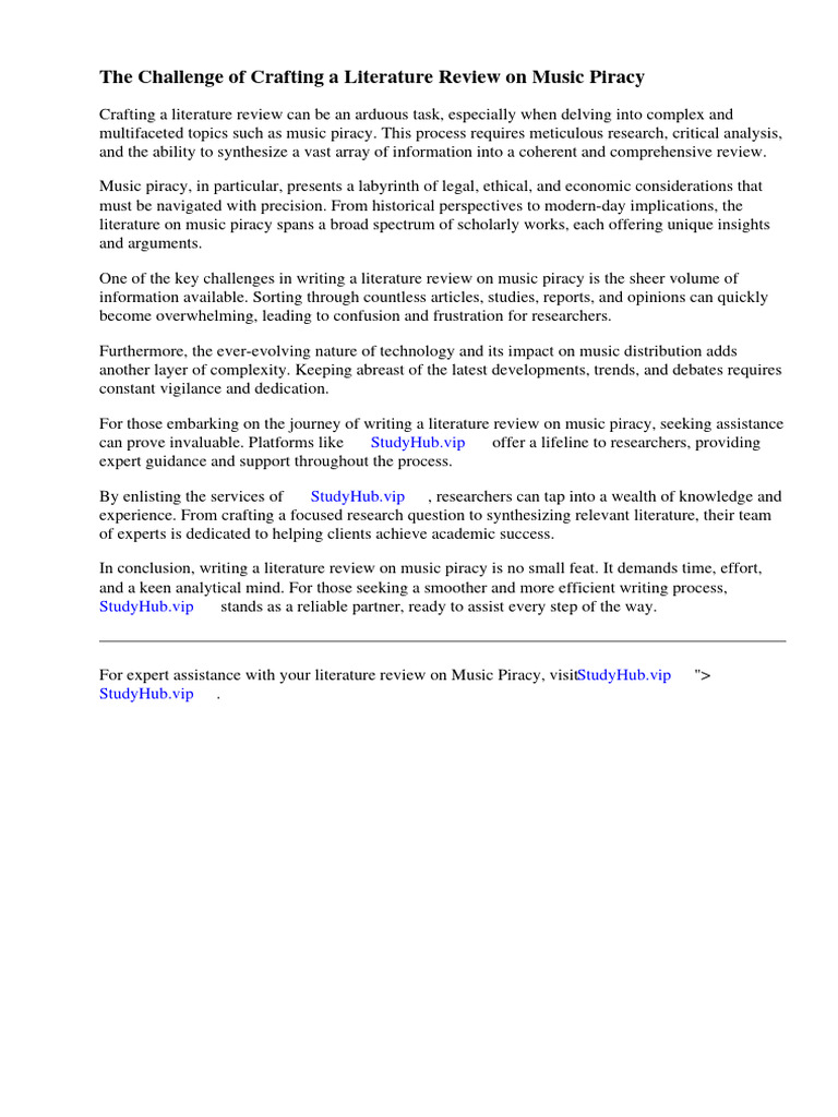 Literature Review Music Piracy | PDF | Copyright Infringement ...