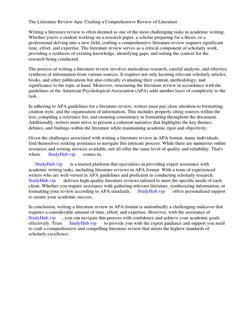 The Literature Review Apa | PDF | Apa Style | Citation The Literature Review Apa | PDF | Apa Style | Citation