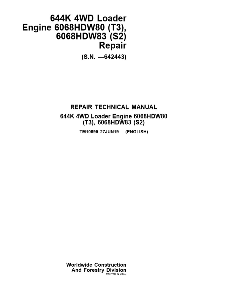 644K 4WD Loader Repair Manual | PDF | Axle | Screw