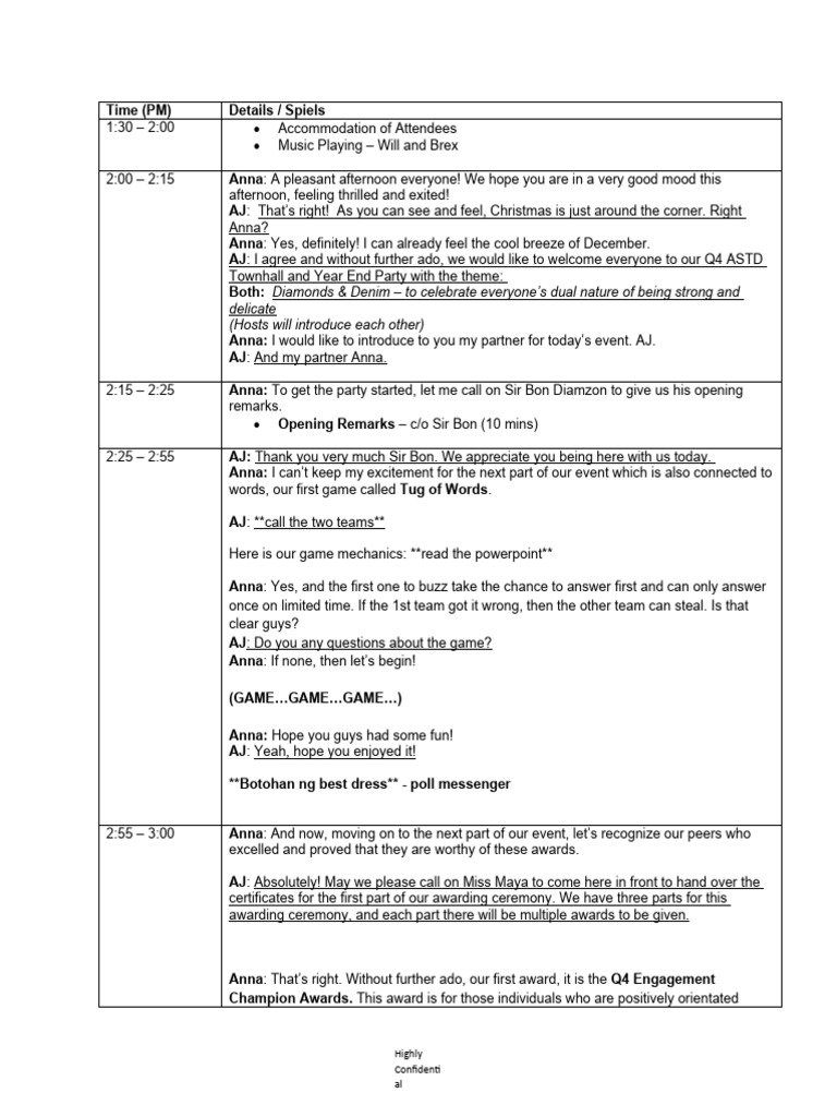 Townhall Script - Final | PDF | Christmas