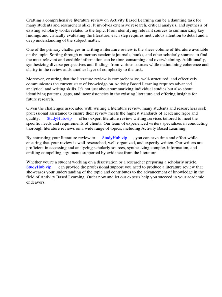 Activity Based Learning Literature Review Guide | PDF | Learning ...
