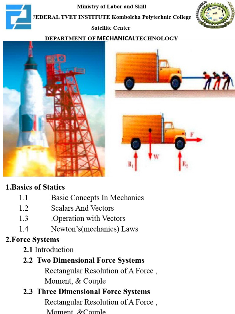 Mechanical Technology: Statics Basics Guide | PDF | Force | Classical ...