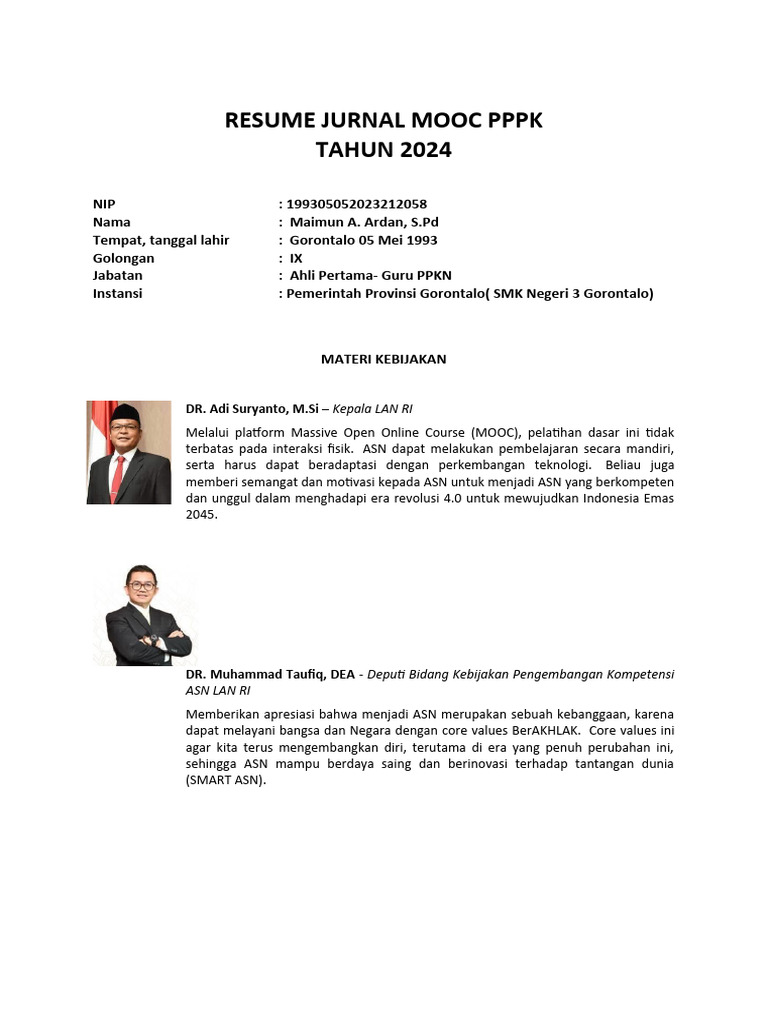 Resume Jurnal Mooc PPPK | PDF