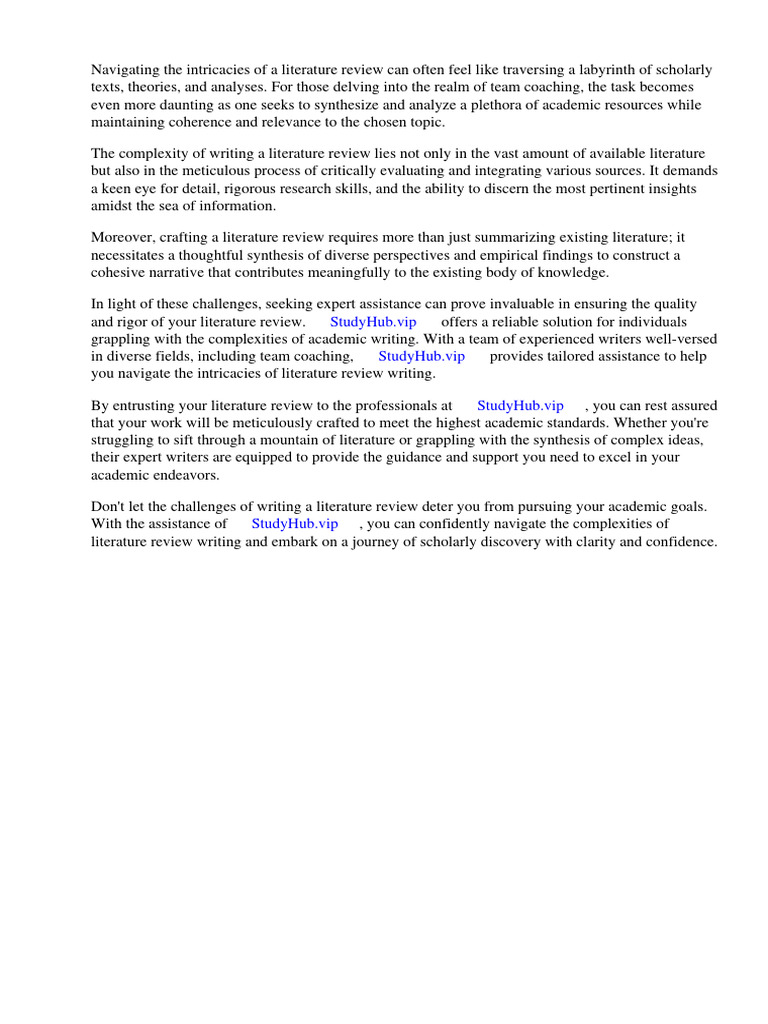 Literature Review Team Coaching | PDF | Thesis | Mentorship