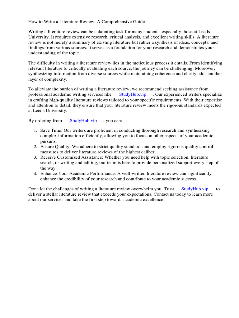 How to Write a Literature Review Leeds University | PDF | Apa Style ...