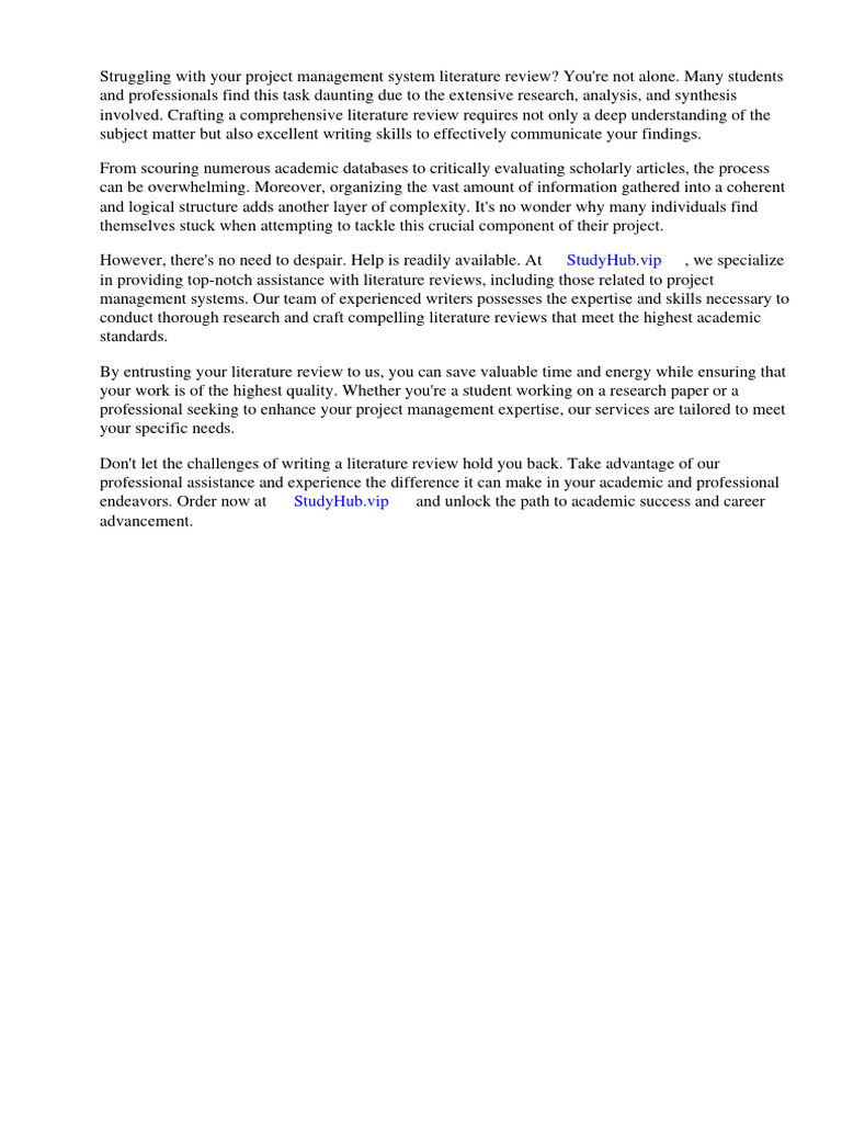 Project Management System Literature Review | Download Free PDF ...