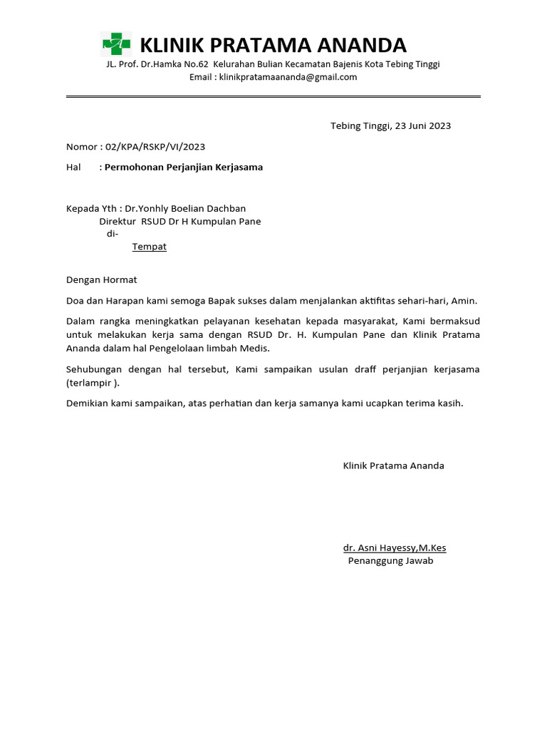Surat Keluar Mou Limbah Medis Rskp Periode 2023 2026 Pdf