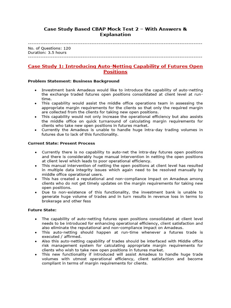 CBAP Mock Test 2: Case Study Focus | PDF | Performance Indicator ...