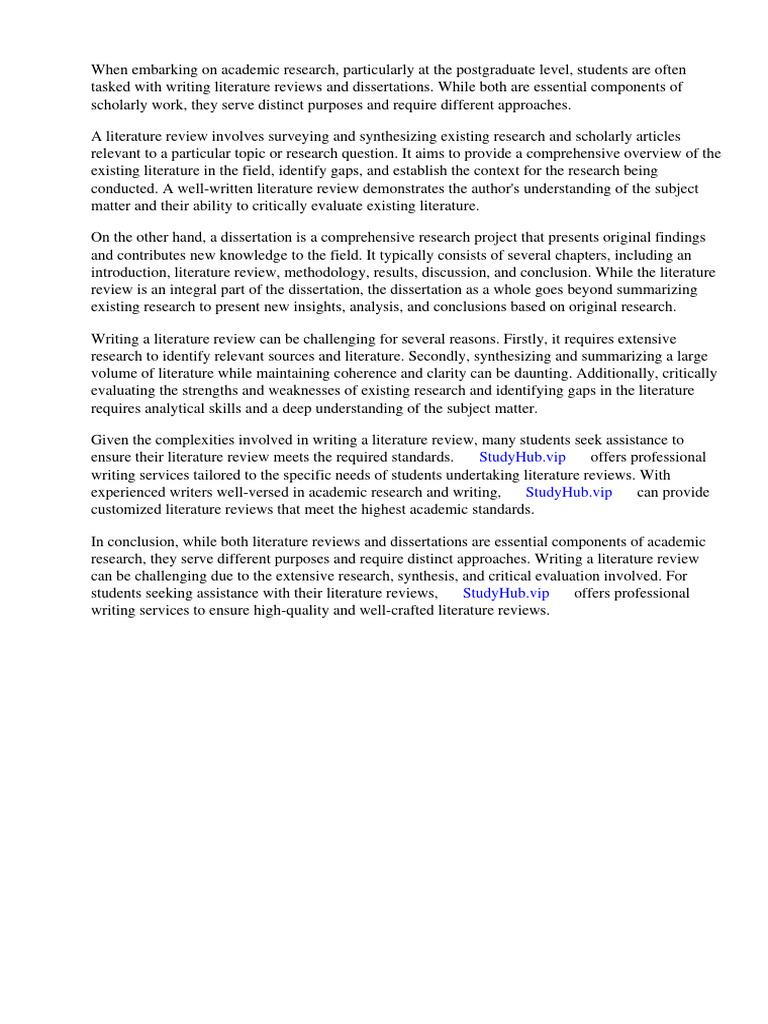 What Is The Difference Between A Literature Review And A Dissertation