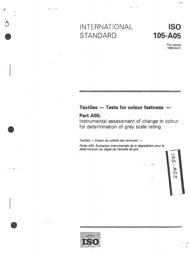 Iso 105 A05-1996 | PDF | International Organization For Standardization | Light