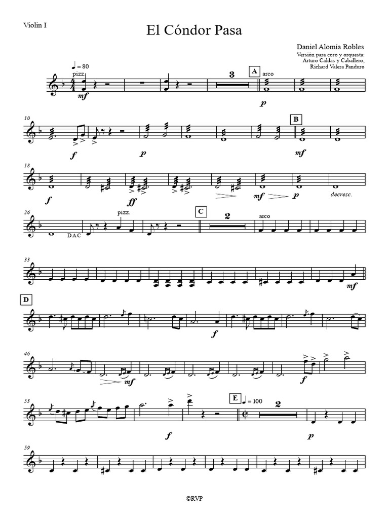 Cóndor Pasa L - Violin I | PDF