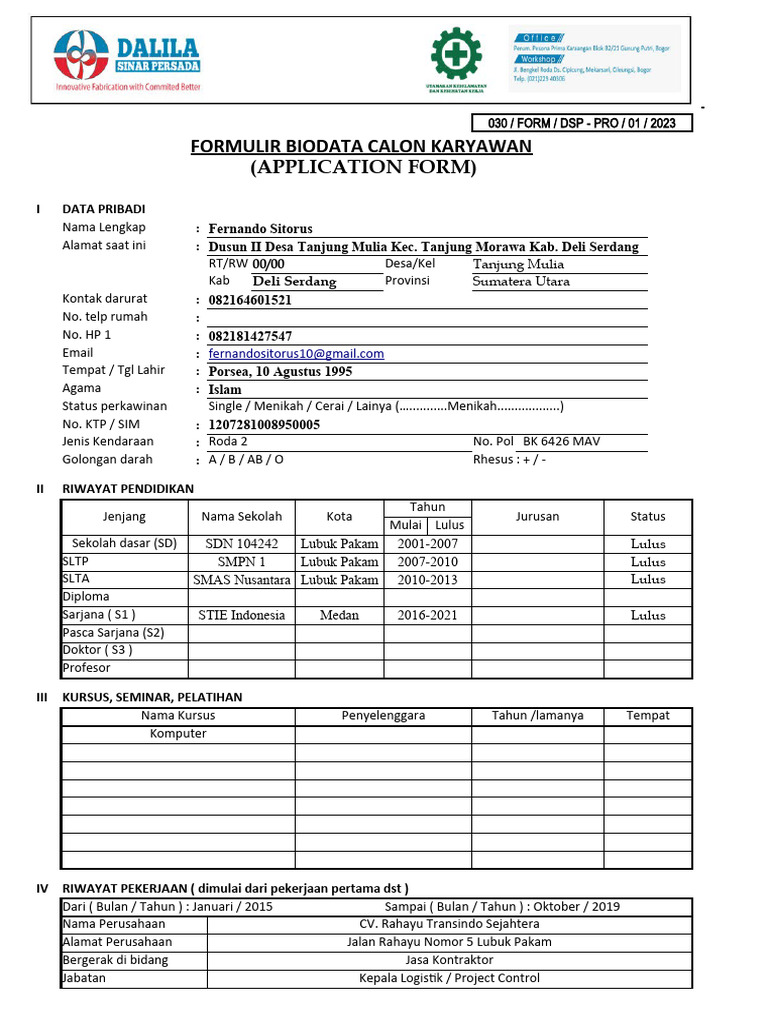 Form Interview.... | PDF